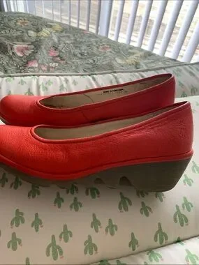 Fly London | Shoes | Fly London Bright Coral Red Slipon Ballet Wedges ...
